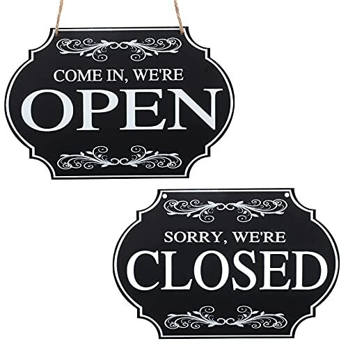 Rustic Wooden Store Open and Closed Business Sign Two Sided Reversible ...