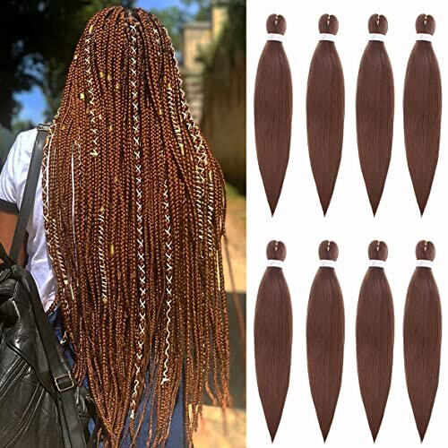 26 Inch EZ Braids 8 Packs Pre Stretched Braiding Hair Extensions Medium ...