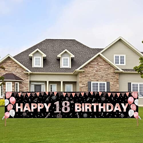 18th Birthday Banner for Girls, Super Large Happy 18th Birthday Party ...