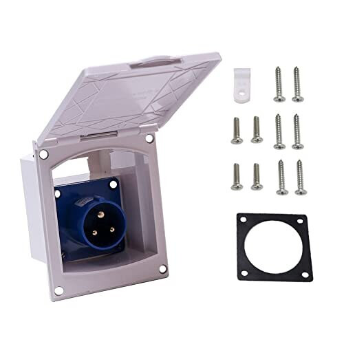 Caravan Flush Fitting 240v 3 Pin Mains Plug Inlet Box, Caravan 230v ...