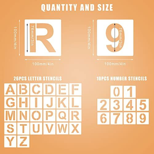 36pcs Letter Stencils, 3inch Reusable Plastic Letter Number Template ...