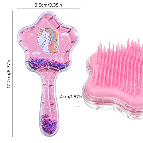 2 Pack Girls Hair Brush Set, Toddler Hair Brush, Cartoon Unicorn Sequin ...