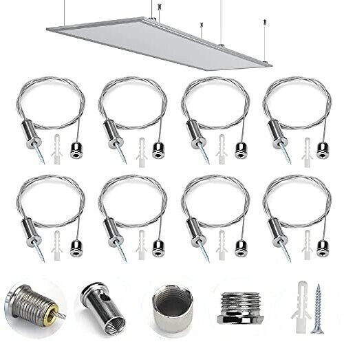 8 PCS LED Panel Light Suspension Systems Kit 1 Meter Rope Suspension ...