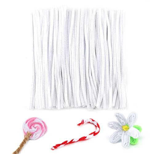 White Pipe Cleaners Bendy, 200 PCS Chenille Stem for Arts and Crafts ...