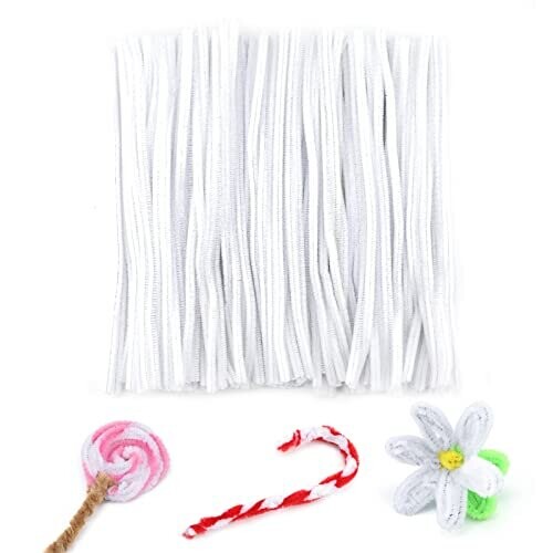 White Pipe Cleaners Bendy, 200 PCS Chenille Stem for Arts and Crafts ...