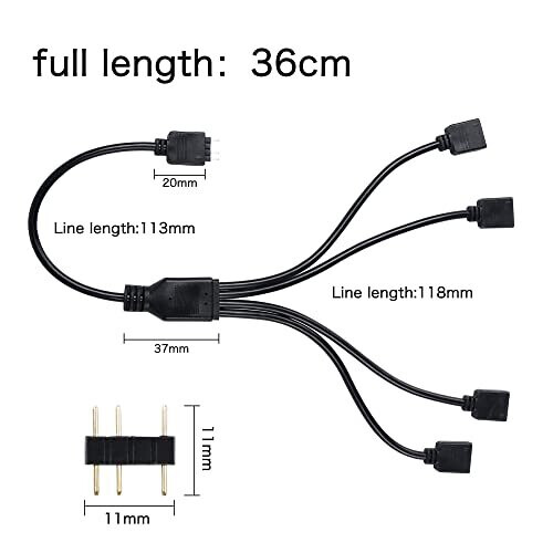 ARGB Splitter Cable 5V 3Pin Addressable RGB 1 to 4 Splitter Cable with Male Pins for Computer ...