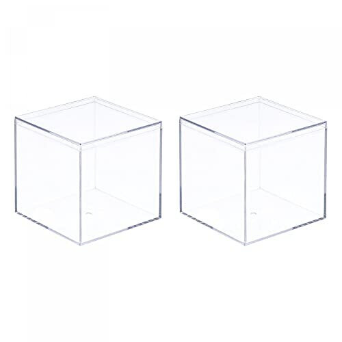 Clear Acrylic Plastic Storage Box Square Cube Display Case with Lid, 5 ...
