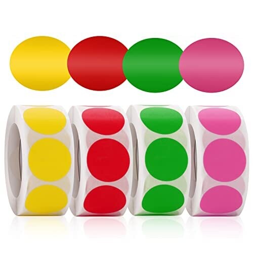 2000Pcs Coloured Dot Stickers 25mm Round Sticky Dots Label Circle Color ...