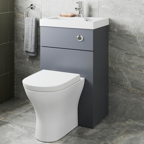 Artis 2 in 1 Back to Wall Toilet and Basin Combination Unit Grey Gloss ...