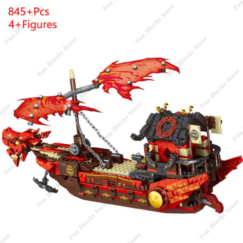 (NO Box 4 Figures) New Phantom Ninja Dragon Ship Model Building Blocks ...