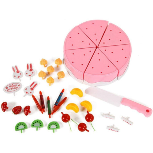 Make & Decorate Your Own DIY Pink Birthday Cake 37 Piece Kids Pretend ...