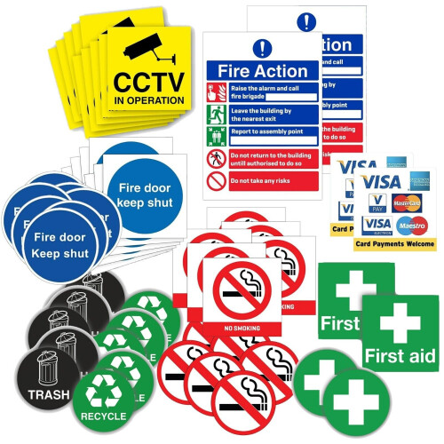 Office shop business - health and safety sign vinyl stickers - x60 set ...