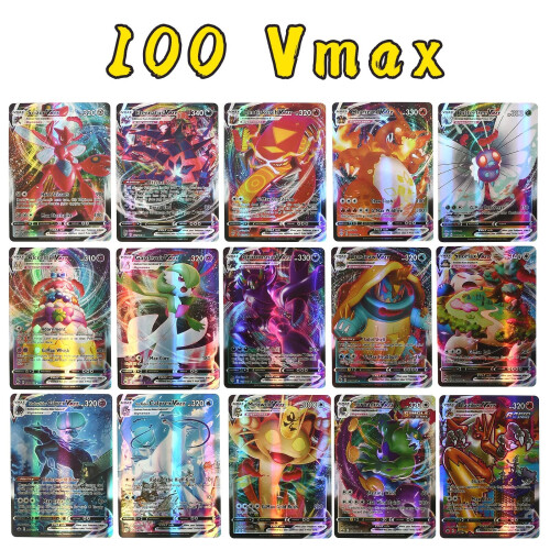(100PCS Vmax) Pokemon Cards English Pikachu Charizard Mewtwo Eevee ...