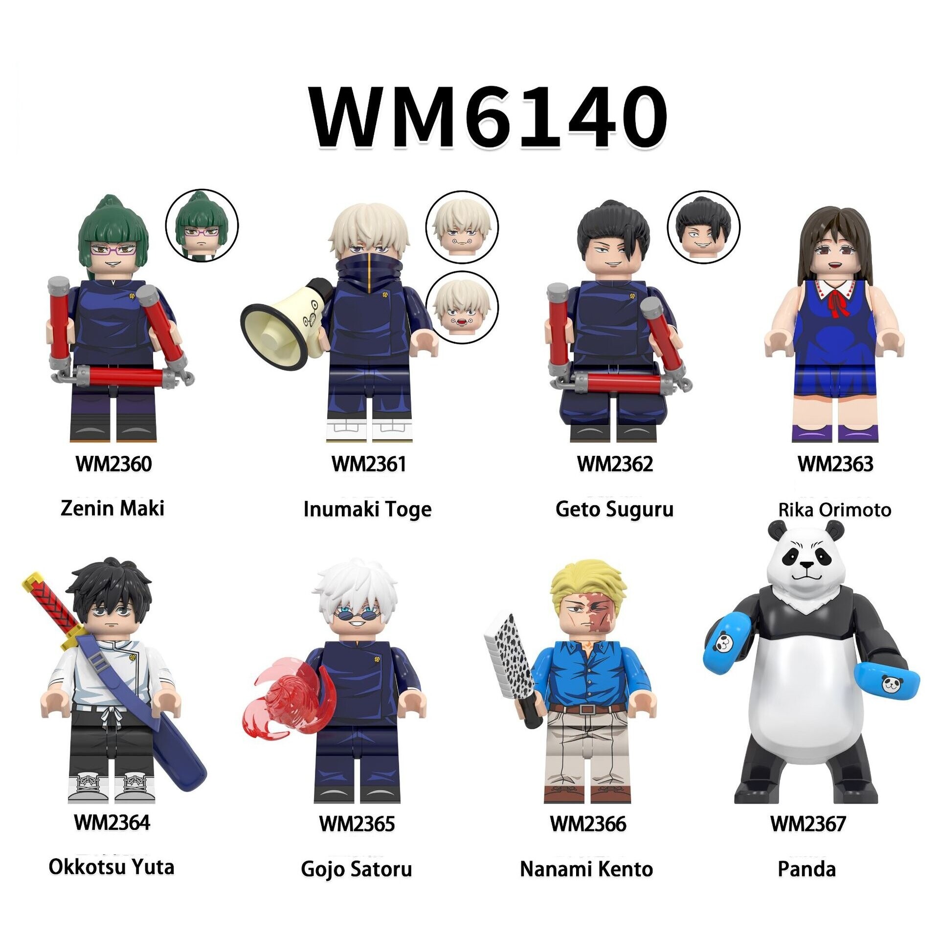 8PCS Jujutsu Kaisen Satoru Gojo Minifigures Building Blocks Toy Action ...