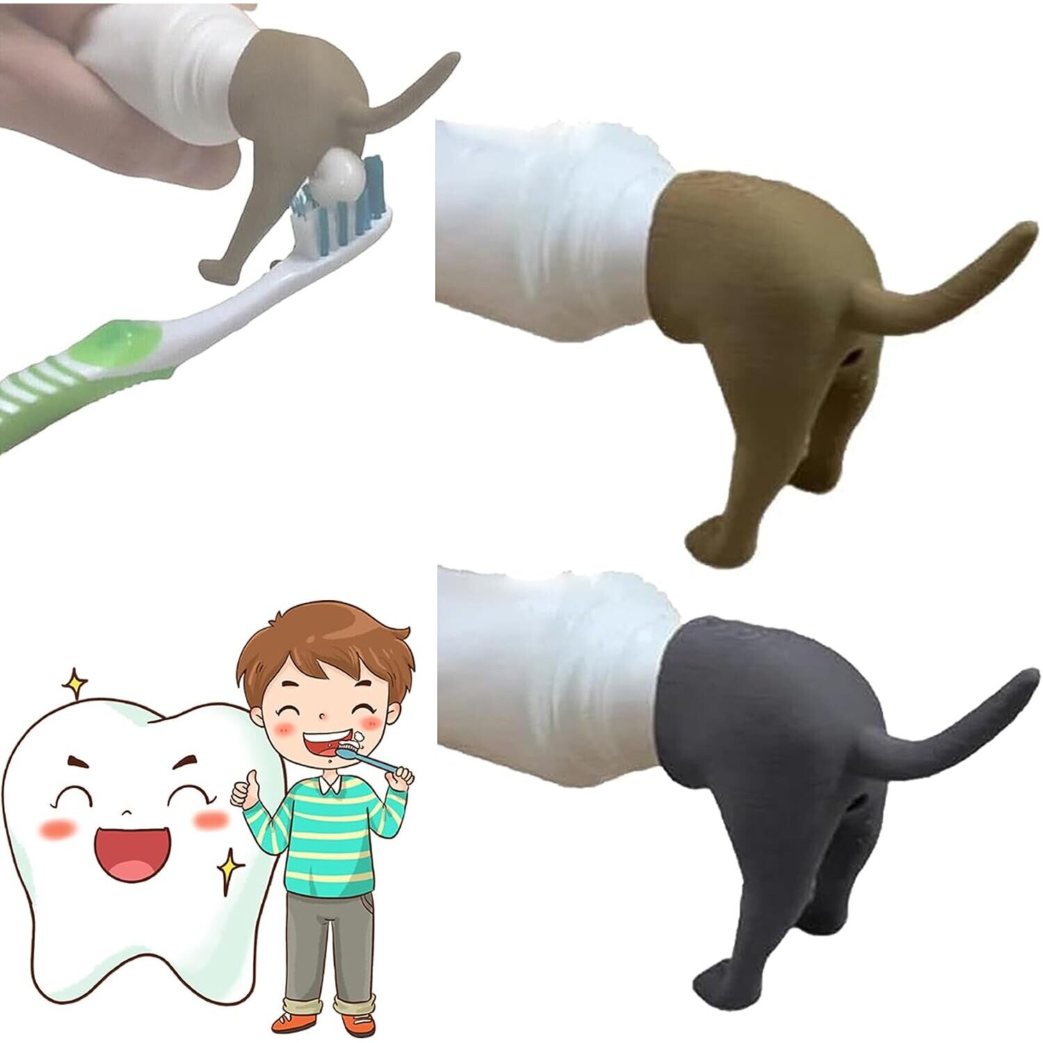 2PCS Pooping Dog Butt Toothpaste Topper Funny Dog Pooping Toothpaste ...