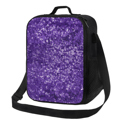 Kids Lunch Bag Purple Sequins Insulated Tote Box for Girls Boys Back to ...