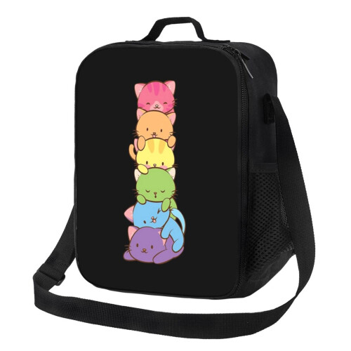 Kids Lunch Bag LGBT Gay Pride Flag Kawaii Rainbow Cats Insulated Tote ...