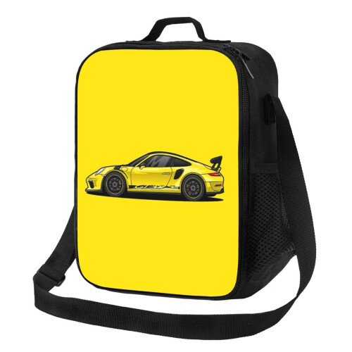 Kids Lunch Bag Porsche 911 GT3 RS Yellow Insulated Tote Box for Girls ...