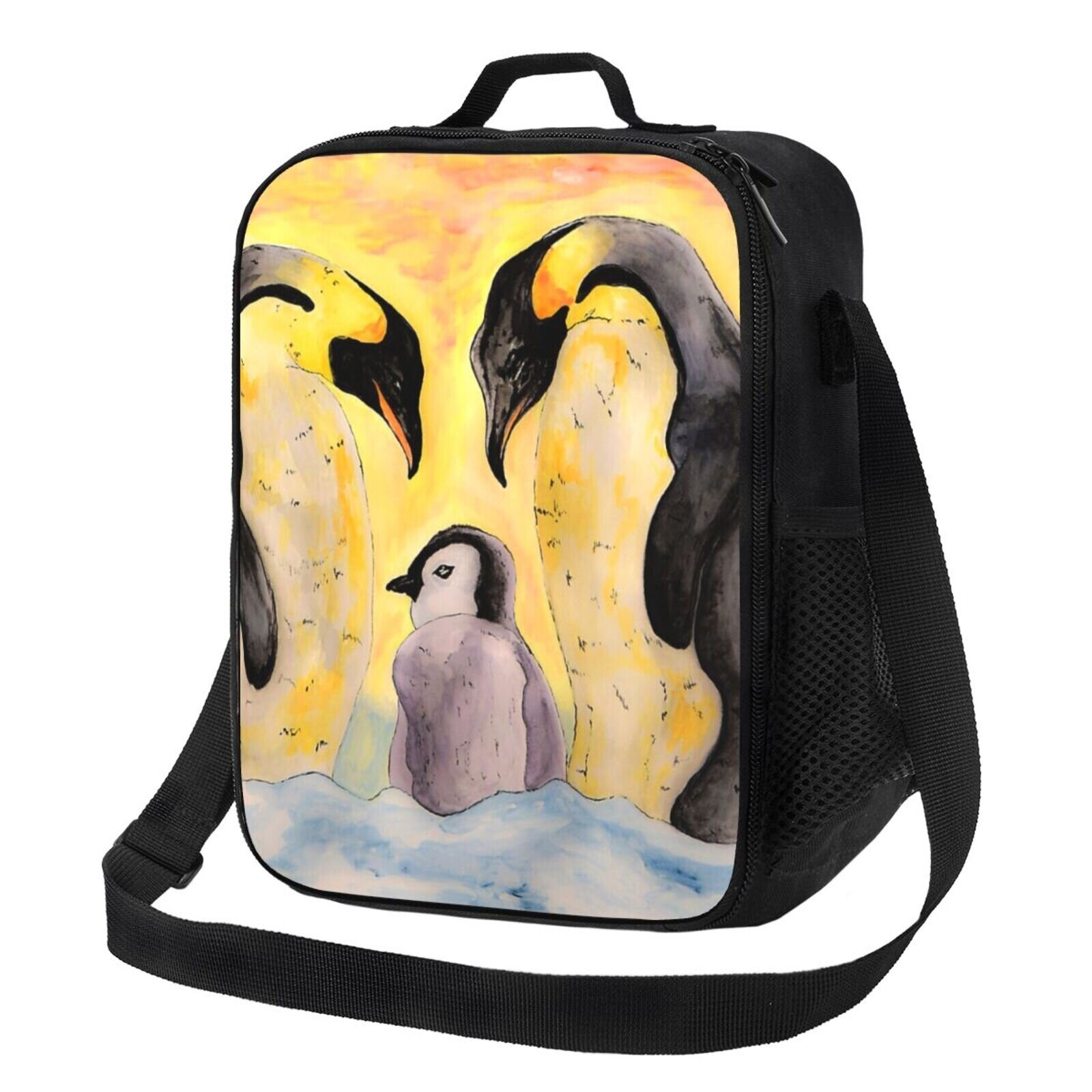 Kids Lunch Bag Watercolor Penguin Family Insulated Tote Box for Girls ...
