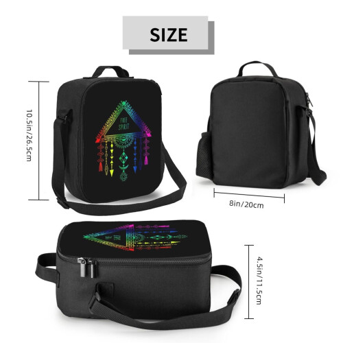 Kids Lunch Bag Native American Free Spirit Bright Rainbow Dream Catcher ...