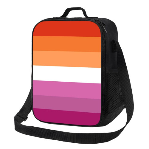 Kids Lunch Bag Orange - Magenta Lines Lesbian Pride Flag Butch Femme ...