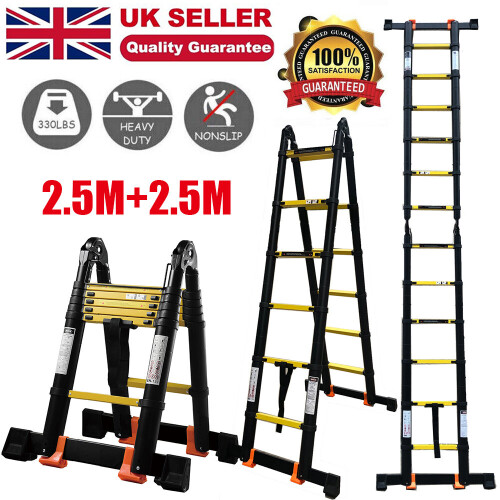 5M Telescopic Ladder Multi-Purpose Extendable Folding Aluminium Step ...
