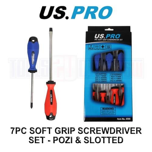 US PRO Tools 7PC Soft Grip Screwdriver Set- Pozi & Slotted 4599 on OnBuy