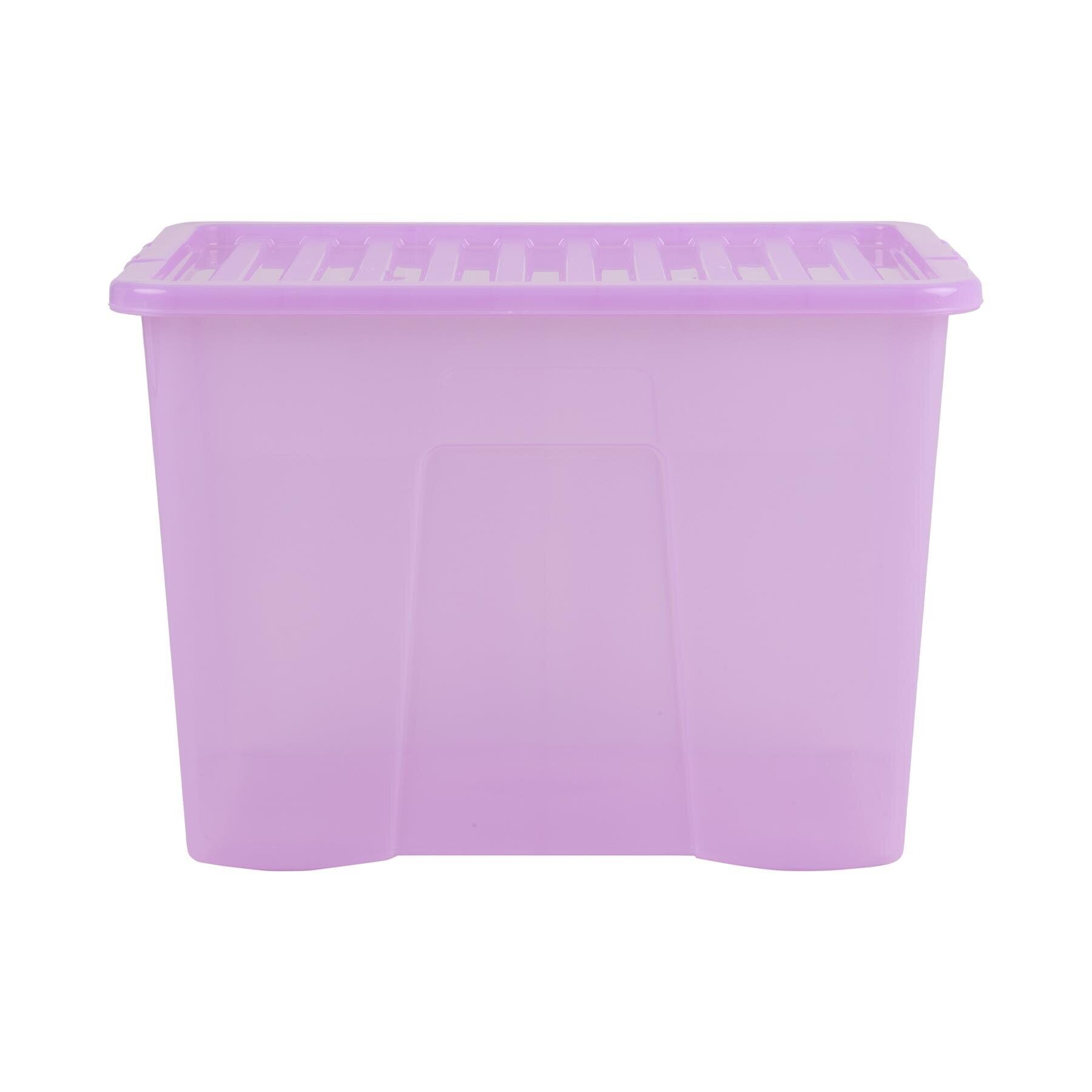 Wham Crystal 80 Liter Plastic Storage Box With Lid 60 x 40 x 42 cm ...