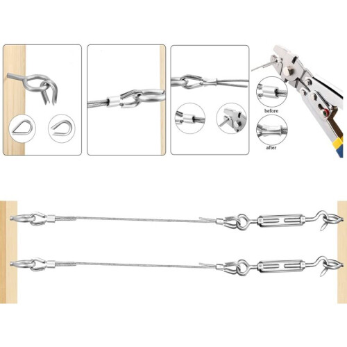 Stainless Steel Rope Hanging Kit, 30M/2mm Coated Stainless Steel Cable ...