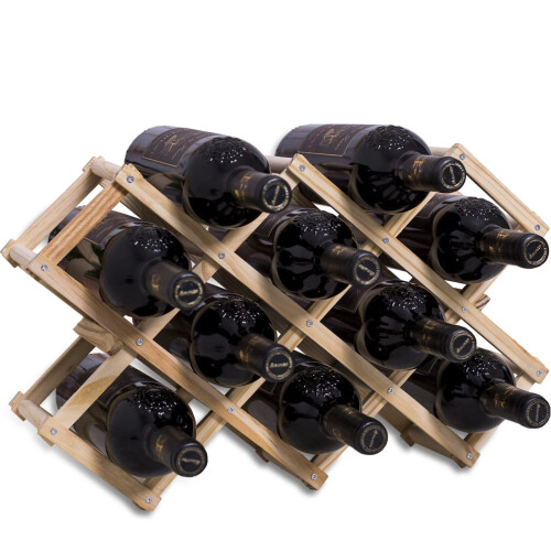 Wooden Stackable Wine Rack Hold 10 Bottles 45X12.5X31CM, Rhombus Log ...