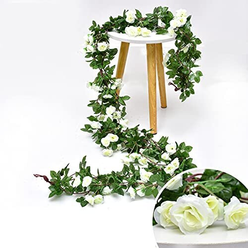 2 Pack Artificial Flower Vine Fake Plants Artificial 33 Rose Flower ...