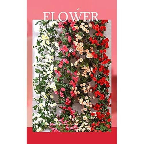 2 Pack Artificial Flower Vine Fake Plants Artificial 33 Rose Flower ...
