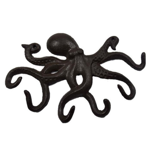 (a-Black) Cast Iron Octopus Key Crafts Wall Hook Clothing Hanger ...