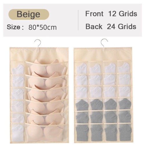 (a-beige 12-24) Multifunction Double-Side Underwear Bra Organizer Mesh ...
