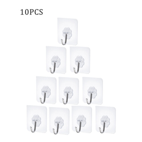 Bathroom with Transparent Hook Self-adhesive Door Wall Hanger Kitchen ...