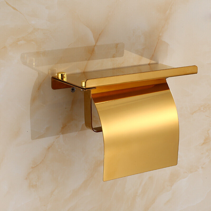 (a-Gold) Concise Wall Mount Toilet Paper Holder Bathroom 4 Color ...