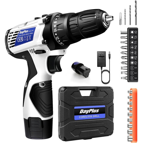 Cordless Drill 45Nm Electric Drill 2 Variable Speed Electric Drill 18 1 Torque Setting Electric Screwdriver Set
