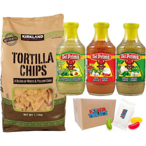 Tortilla Chips (1.13kg) + Del Primo Mexican Salsa Sauces (3 x 510g) on OnBuy