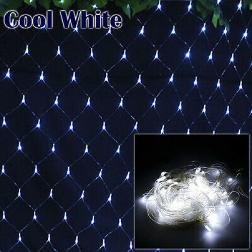 (White, 200LED 3m x 2m) LED String Fairy Lights Net Mesh Curtain ...