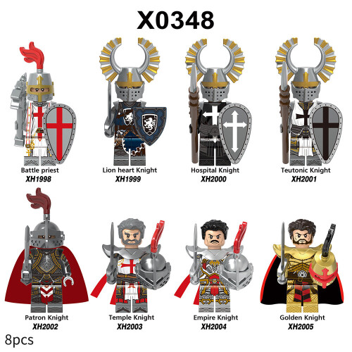 8 Pcs Medieval Knight Mini Action Figure Assembling Building Block ...