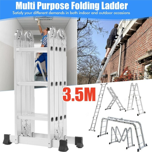 3.5M Heavy Duty Aluminium Ladder Multi-Purpose Folding Steps Ladders on ...