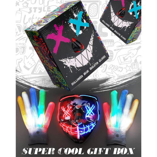 Halloween Mask LED Mask & Gloves in Multiple Light Modes, The Purge ...