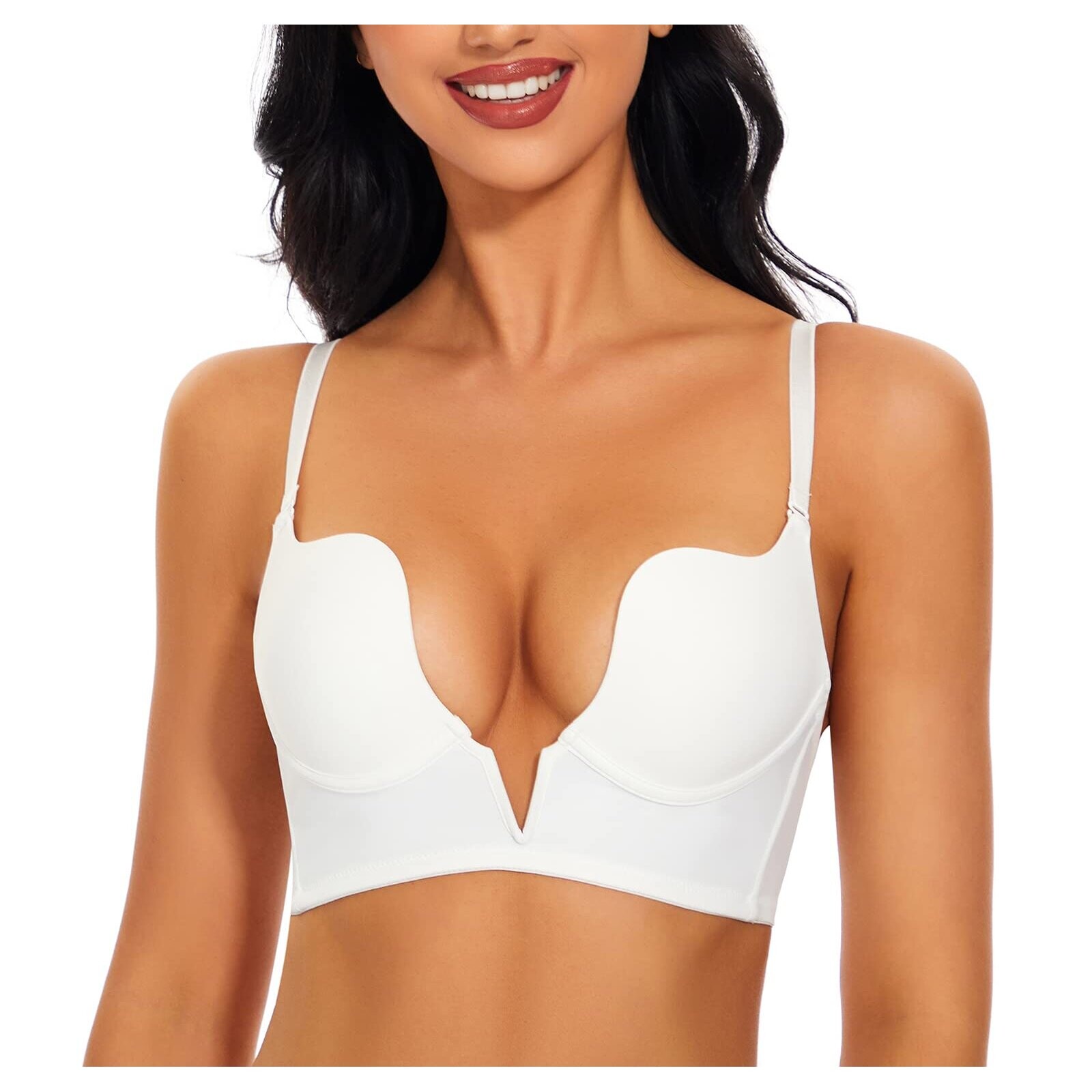 Womens Deep Plunge Bra Low cut Push Up Bra Underwired convertible Low Back Bra 36B on OnBuy