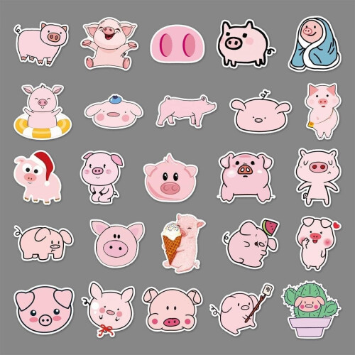 50pcs cute pig stickers, waterproof vinyl stickers, cute and fun ...
