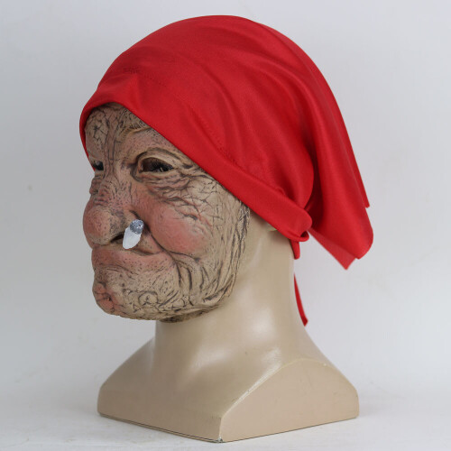 Funny Smoking Granny Old Nana Latex Mask Lady Grandma With Wrinkled ...