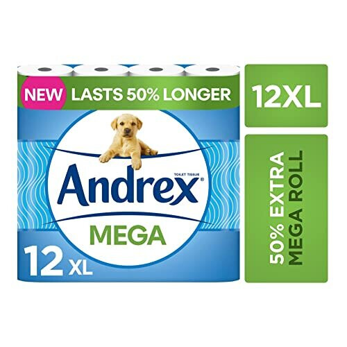 Andrex Classic Clean Mega Toilet Roll - 12 Mega XL Rolls - Same Quality ...
