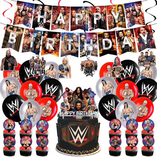 (5-piece set) wwe theme party decorations wrestling matches pulling ...