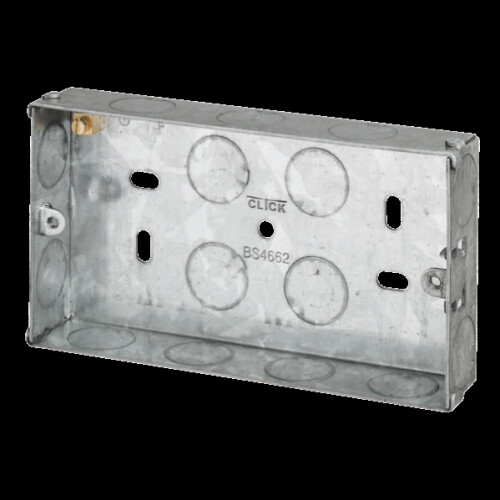 Click Scolmore Essentials 2 Gang 25MM K/O Galvanised Metal Back Box ...