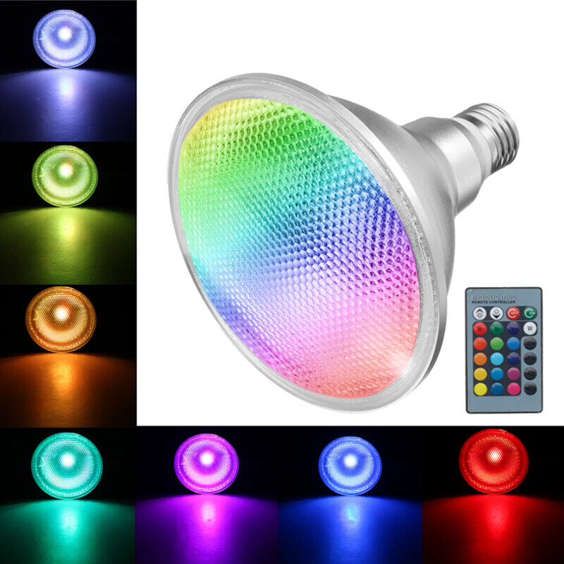 E27 10W COB PAR38 Spotlight RGB Color Changing LED Light Lamp Bulb ...