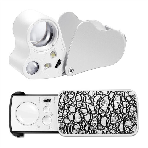 2 Pieces Jewelers Loupe 30X 60X 90X Jewelers Eye Loupe Magnifier ...